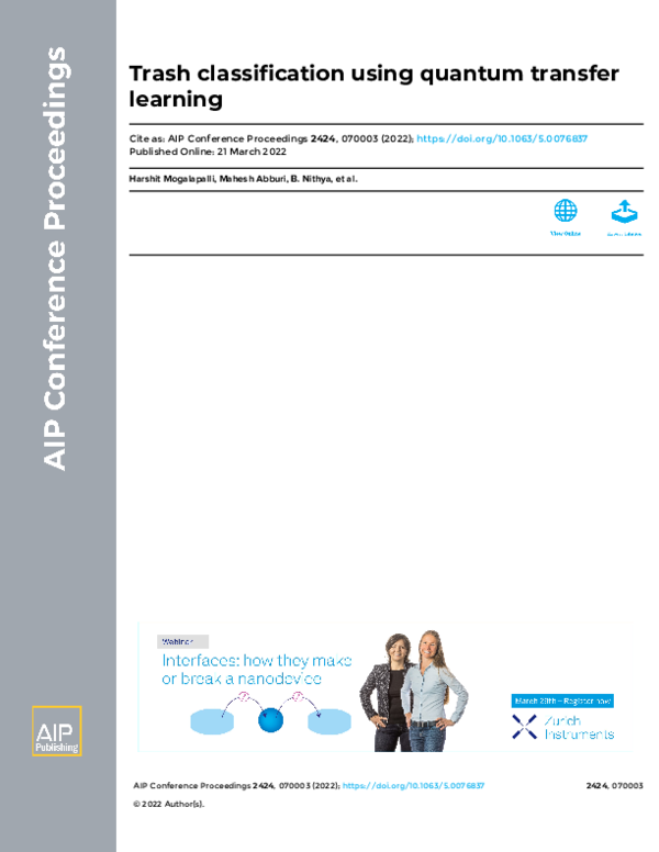 (PDF) Trash classification using quantum transfer learning