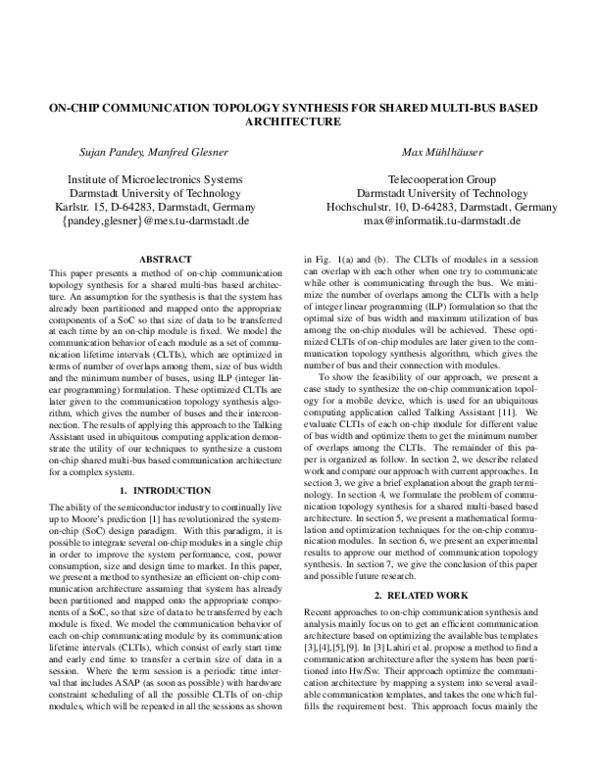 (PDF) On-chip communication topology synthesis for shared multi-bus based architecture