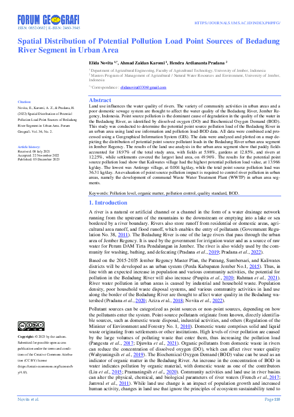 (PDF) Spatial Distribution of Potential Pollution Load Point Source of Bedadung River in the ...