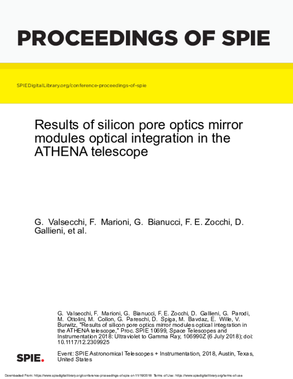 (PDF) Results of silicon pore optics mirror modules optical integration ...