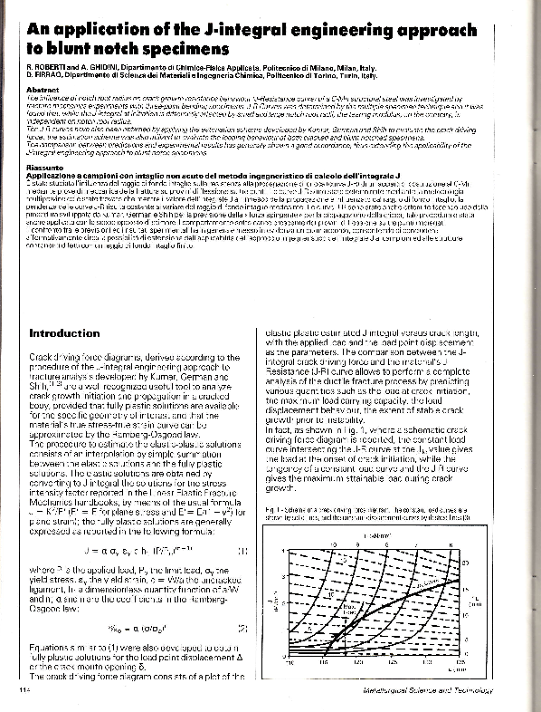 (PDF) An Application of the J-Integral Engineering Approach to Blunt ...