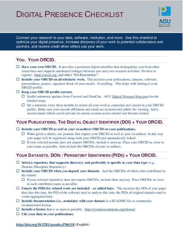 (PDF) Digital Presence Checklist | Solange Santos - Academia.edu