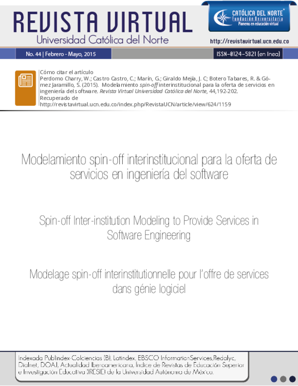 (PDF) Modelamiento spin-off interinstitucional para la oferta de servicios en ingeniería del ...