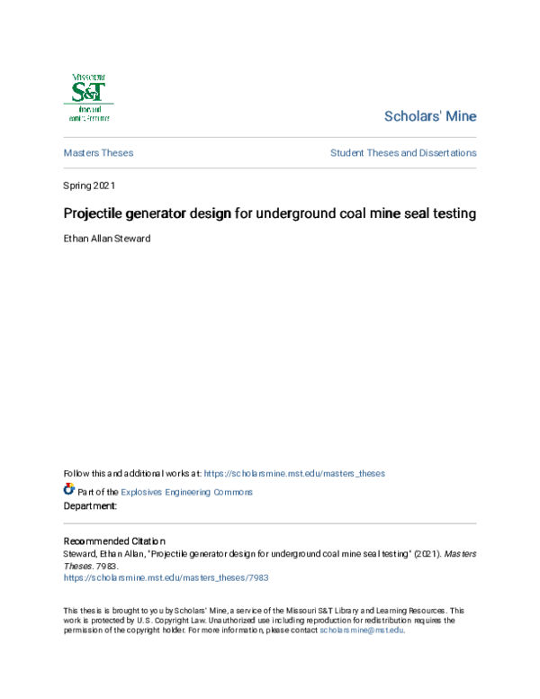 (PDF) Projectile generator design for underground coal mine seal testing