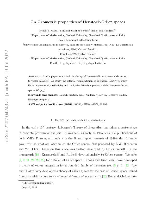 (PDF) On Geometric properties of Henstock-Orlicz spaces