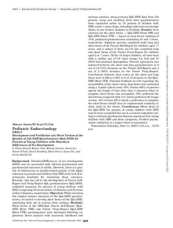 (PDF) OR05-2 Development and Validation of a Short Version of the Quality of Life DSD ...