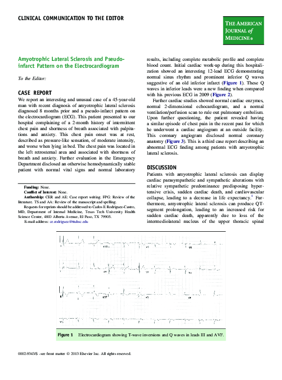(PDF) Amyotrophic Lateral Sclerosis and Pseudo-infarct Pattern on the ...