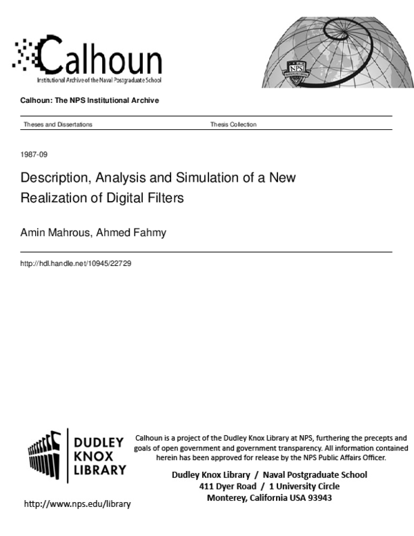 (PDF) Description, analysis and simulation of a new realization of digital filters