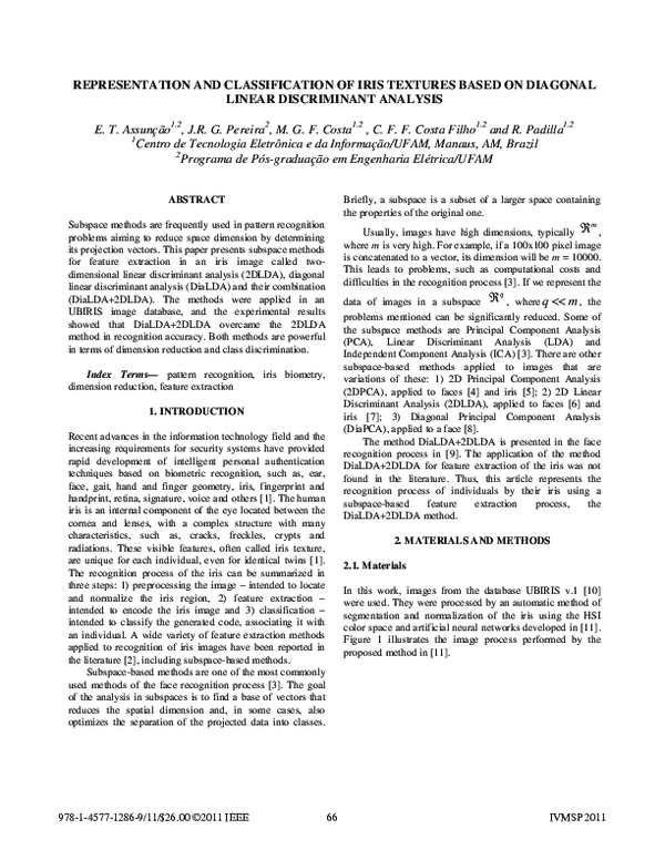 (PDF) Representation and classification of iris textures based on diagonal linear discriminant ...