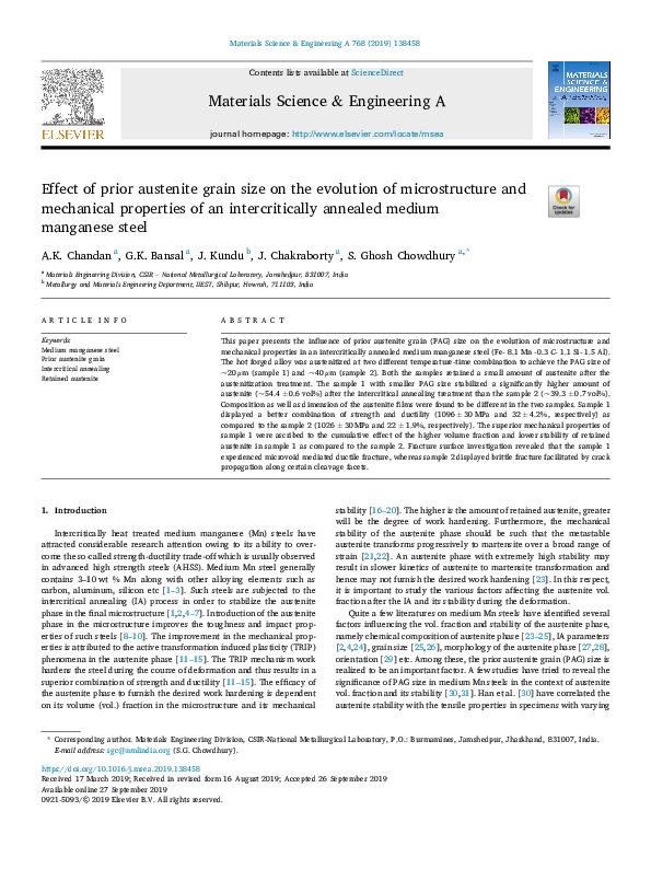 Pdf Effect Of Prior Austenite Grain Size On The Evolution Of
