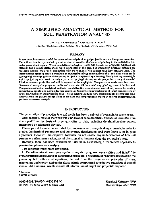 (PDF) A simplified analytical method for soil penetration analysis