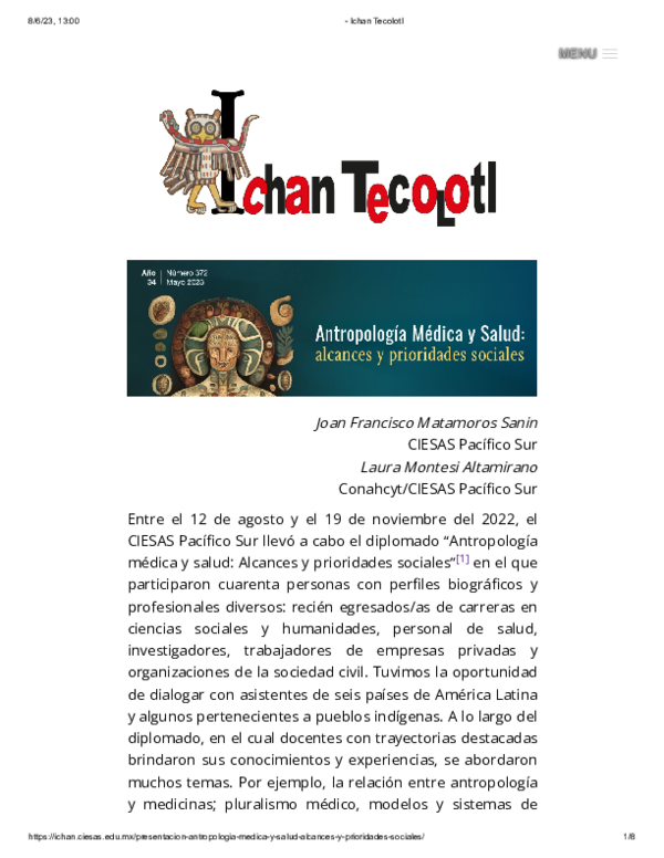 (PDF) Presentación: Antropología médica y salud: alcances y prioridades sociales | Joan F ...