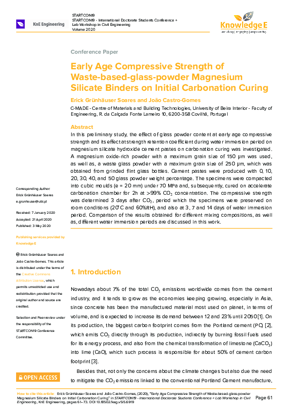 (PDF) Early Age Compressive Strength of Waste-based-glass-powder ...