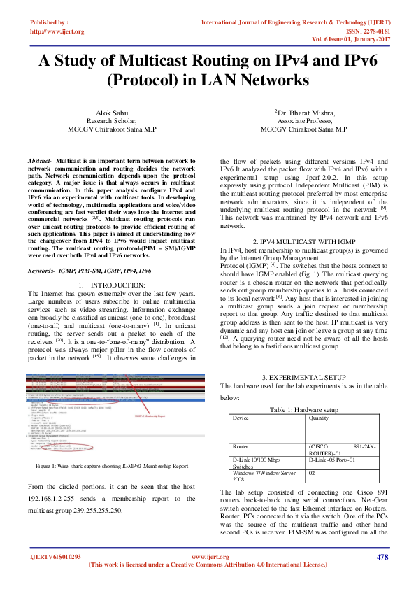 (PDF) IPv4 vs IPv6: Impact on Multicast Routing in LANs