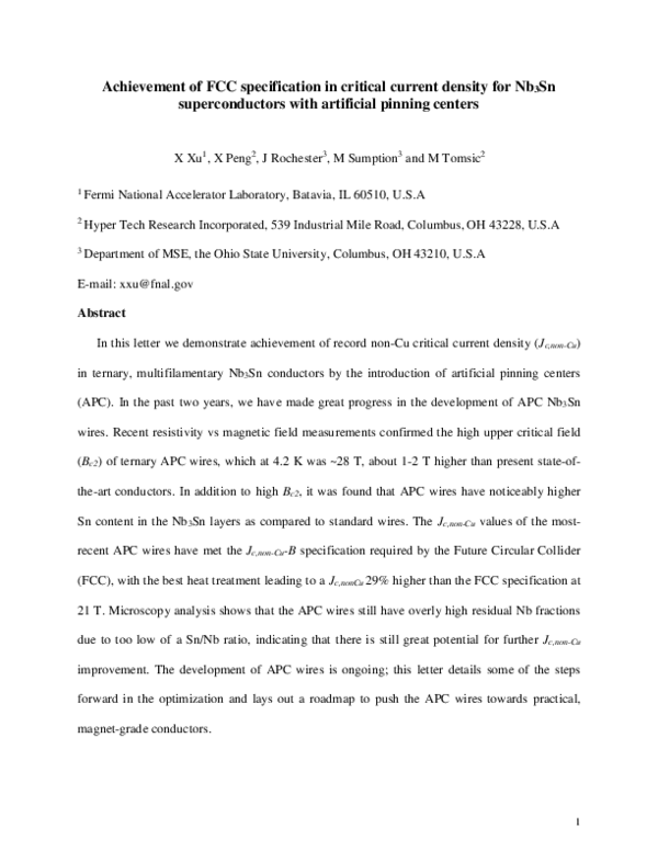 (PDF) Achievement of FCC specification in critical current density for ...