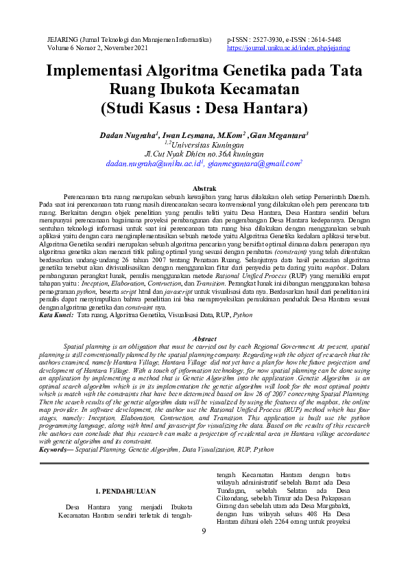 (PDF) Implementasi Algoritma Genetika pada Tata Ruang Ibukota Kecamatan ...