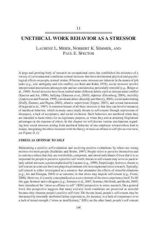 (PDF) Unethical work behavior as a stressor
