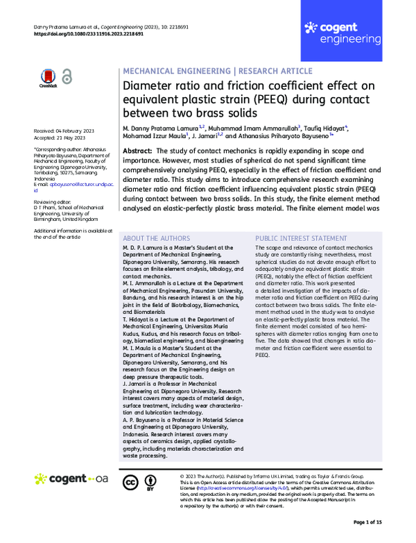 (PDF) Diameter ratio and friction coefficient effect on equivalent ...