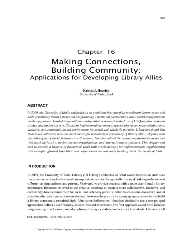 (PDF) Making Connections, Building Community