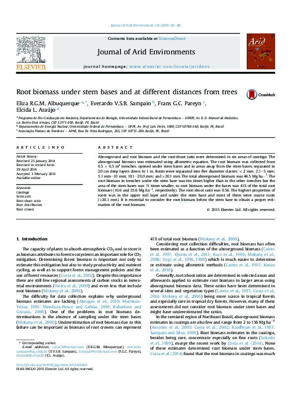 (PDF) Root biomass under stem bases and at different distances from trees