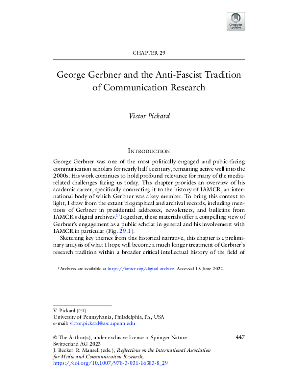(PDF) George Gerbner and the Anti-Fascist Tradition of Communication ...