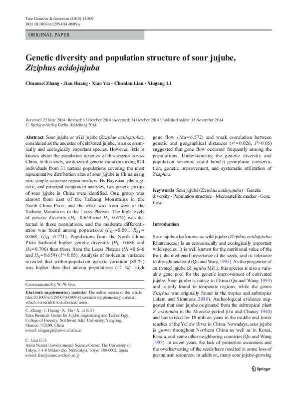 (PDF) Genetic diversity and population structure of a threatened tree species Afzelia africana ...