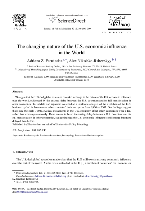 (PDF) The changing nature of the U.S. economic influence in the World