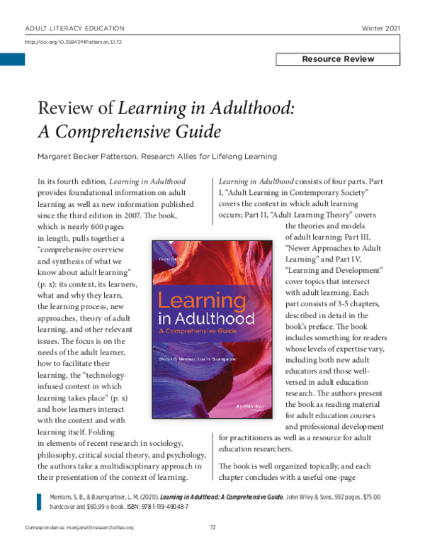 (PDF) Review of Learning in Adulthood: A Comprehensive Guide