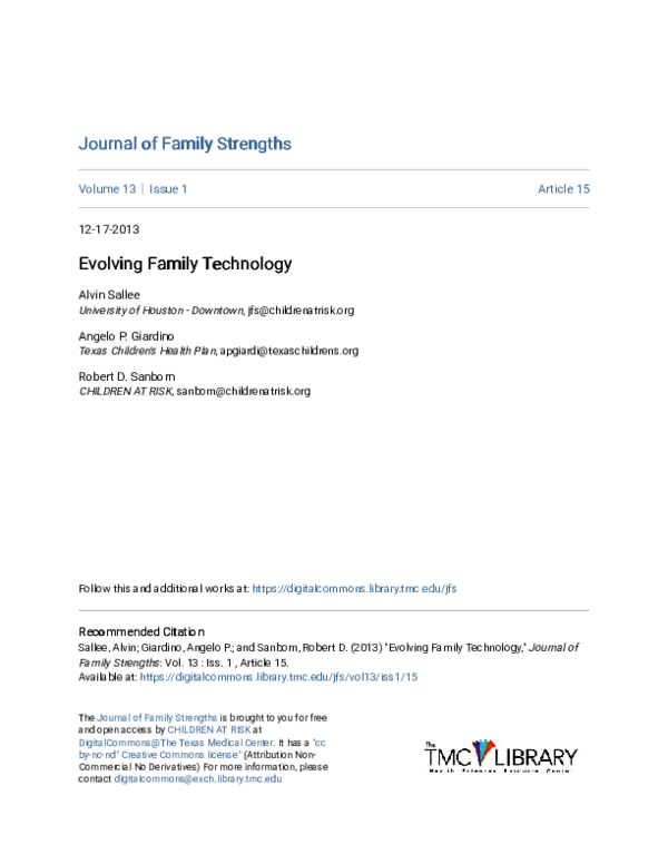 (PDF) Evolving Family Technology