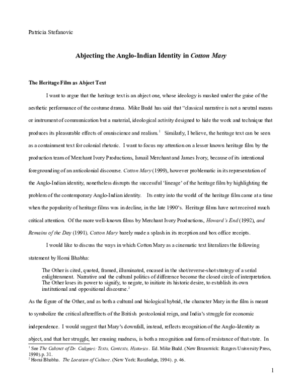 (DOC) Cotton Mary and The Abjected Anglo India