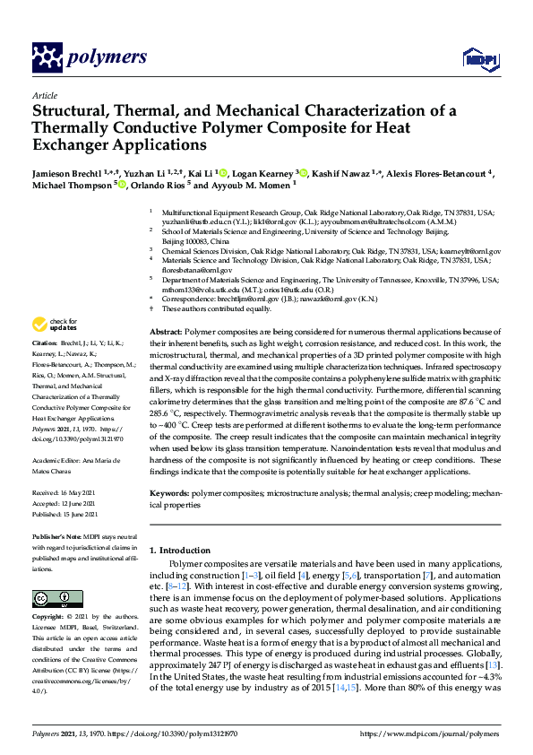 (PDF) Structural, Thermal, and Mechanical Characterization of a Thermally Conductive Polymer ...