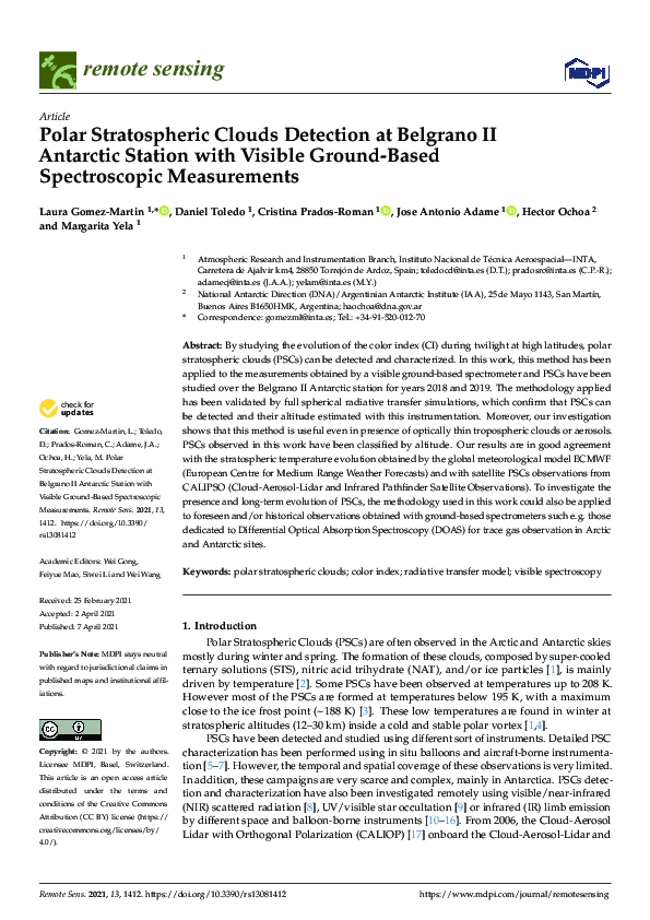 (PDF) Polar Stratospheric Clouds Detection at Belgrano II Antarctic Station with Visible Ground ...