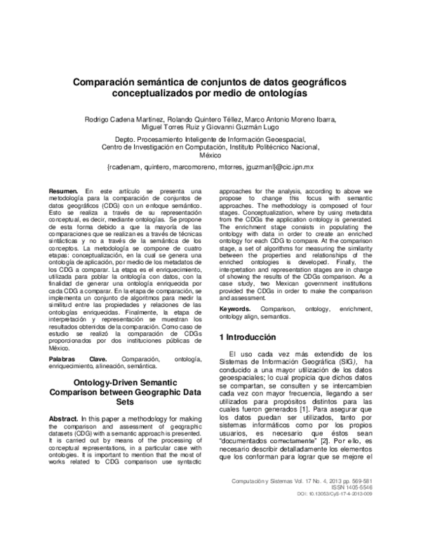 (PDF) Ontology-driven semantic comparison between geographic data sets | Comparación semántica ...