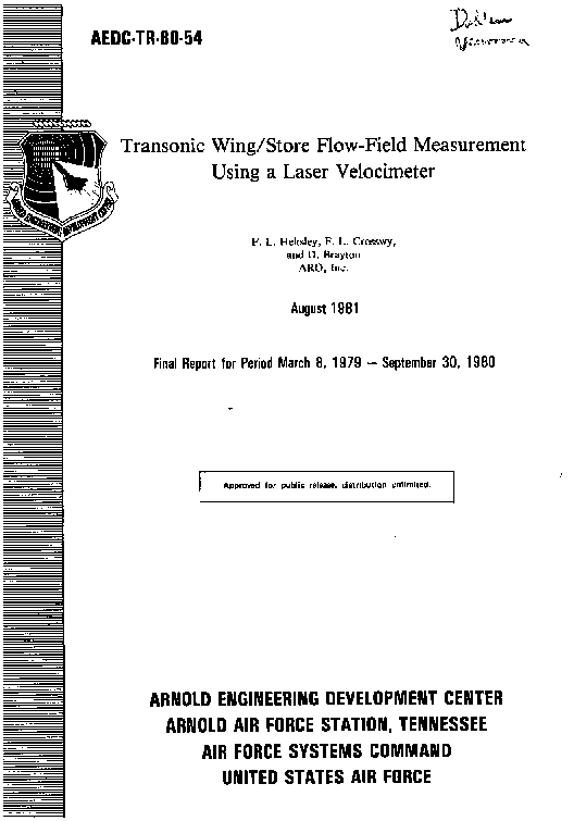 (PDF) Transonic Wing/Store Flow-Field Measurement Using a Laser Velocimeter