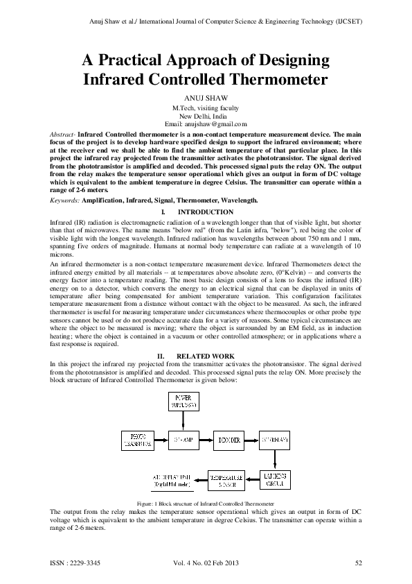 (PDF) A Practical Approach of Designing Infrared Controlled Thermometer