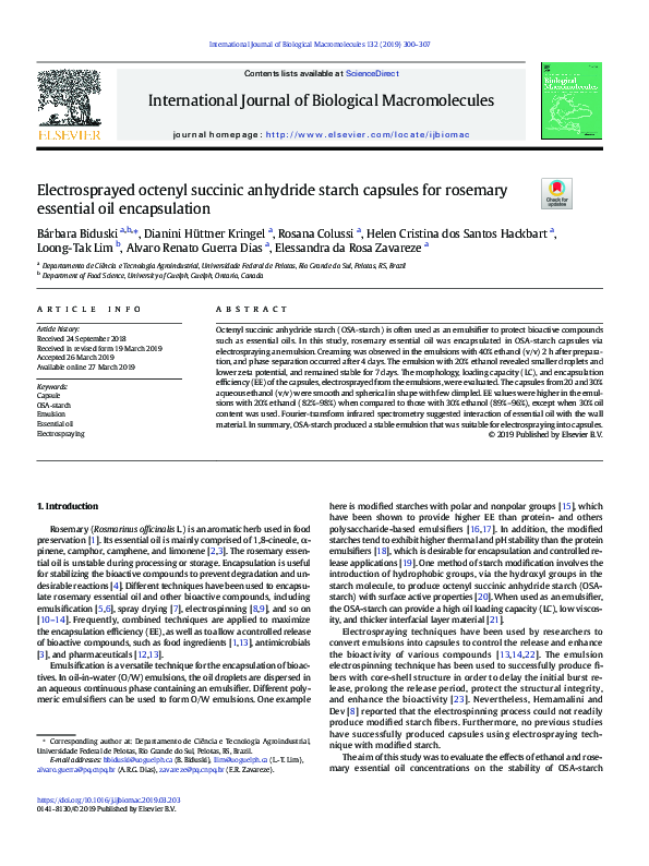 (PDF) Electrosprayed octenyl succinic anhydride starch capsules for ...