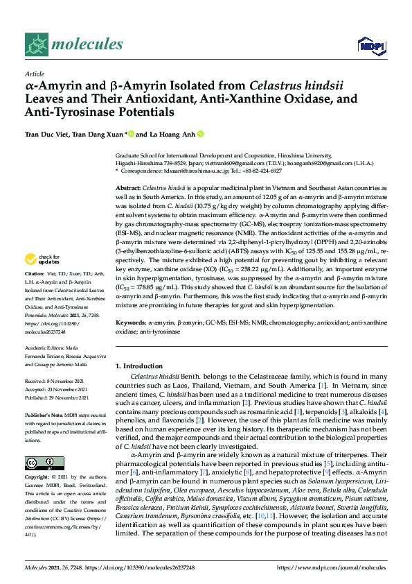 (PDF) α-Amyrin and β-Amyrin Isolated from Celastrus hindsii Leaves and ...