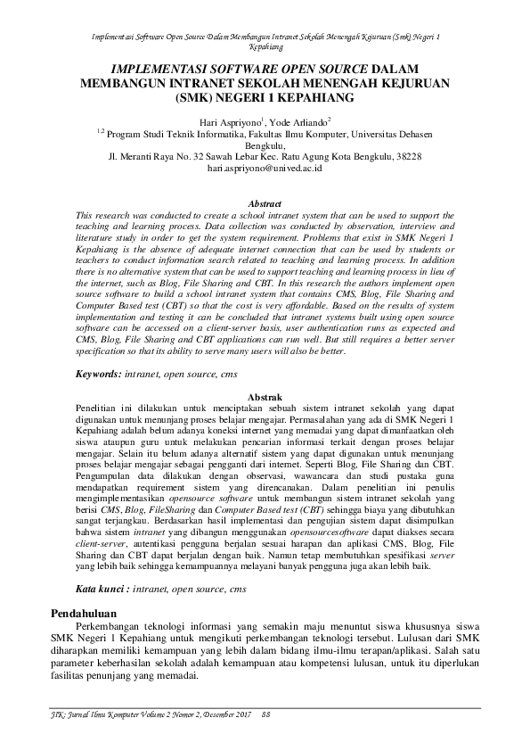 (PDF) Implementasi Software Open Source Dalam Membangun Intranet ...