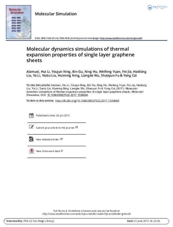 Pdf Molecular Dynamics Simulations Of Thermal Expansion Properties Of