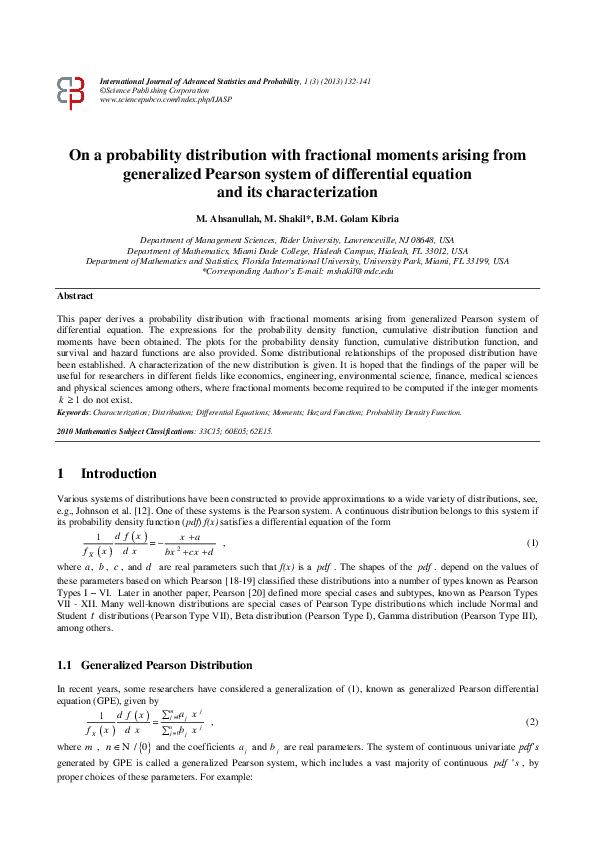(PDF) On a Probability Distribution with Fractional Moments arising ...
