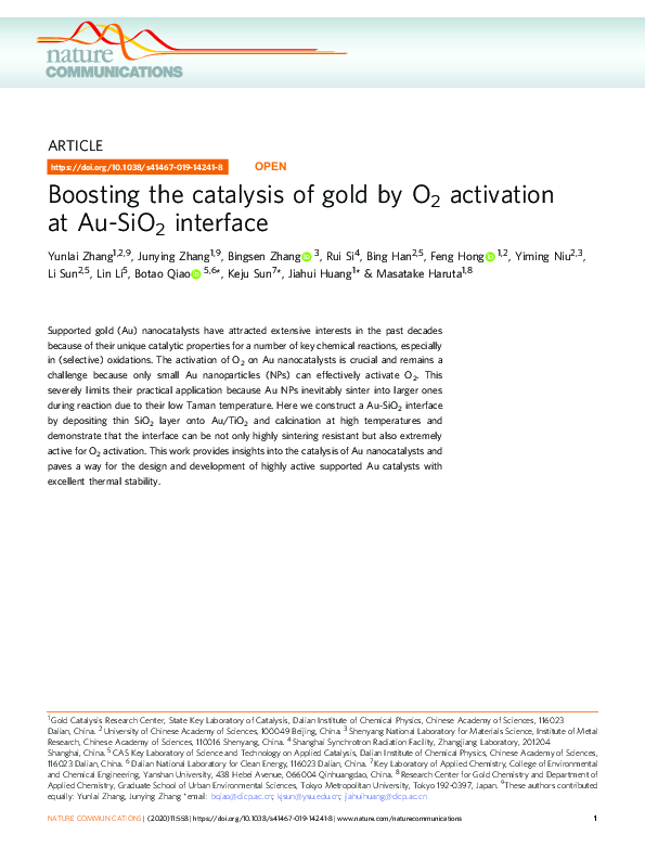 (PDF) Boosting the catalysis of gold by O2 activation at Au-SiO2 ...