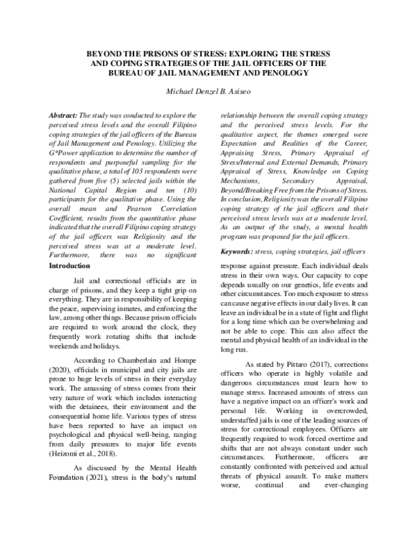 (PDF) BEYOND THE PRISONS OF STRESS: EXPLORING THE STRESS AND COPING ...