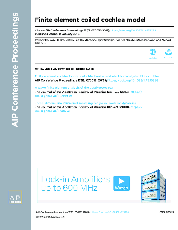 (PDF) Finite element coiled cochlea model