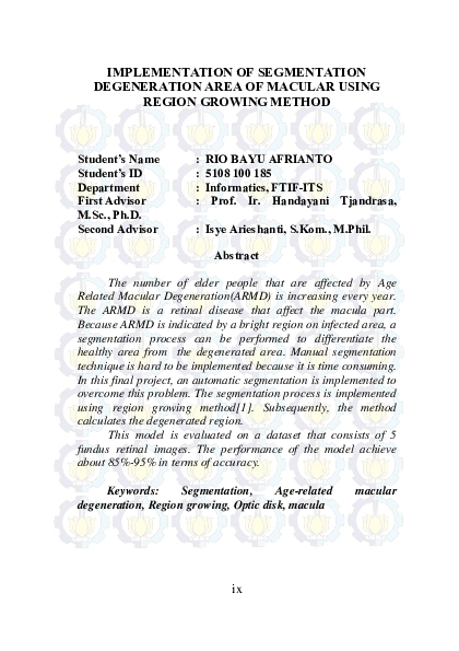 (PDF) Implementation of Segmentation Degeneration Area of Macular Using Region Growing Method