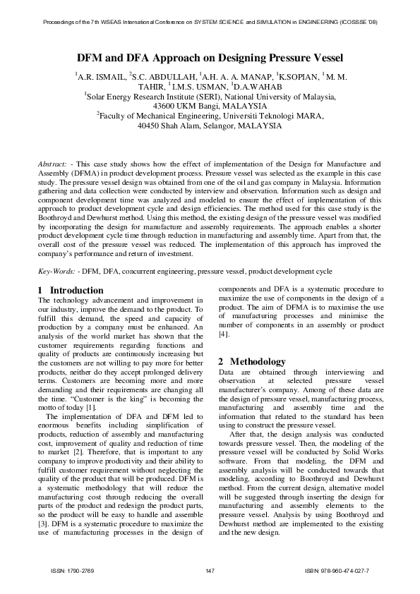 (PDF) DFM and DFA approach on designing pressure vessel