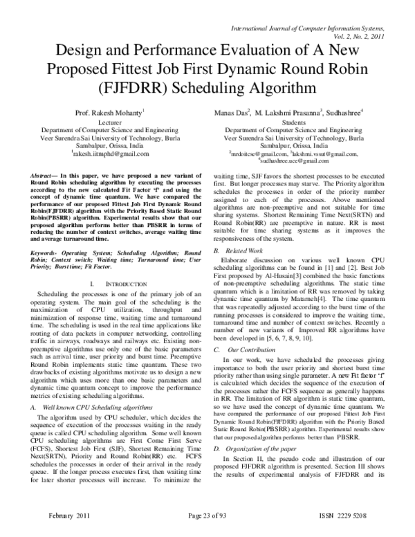 (PDF) Design and Performance Evaluation of a New Proposed Shortest ...