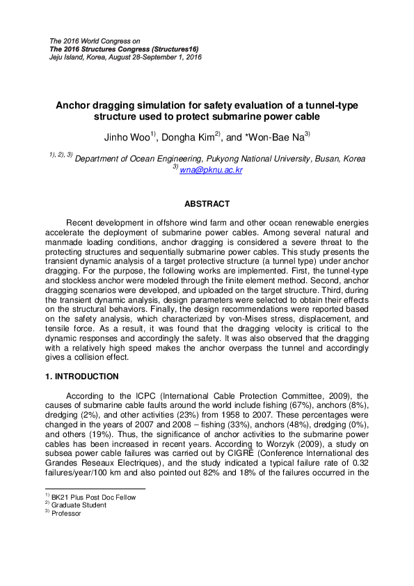 (PDF) Safety analysis of rock berms that protect submarine power cables in the event of an ...