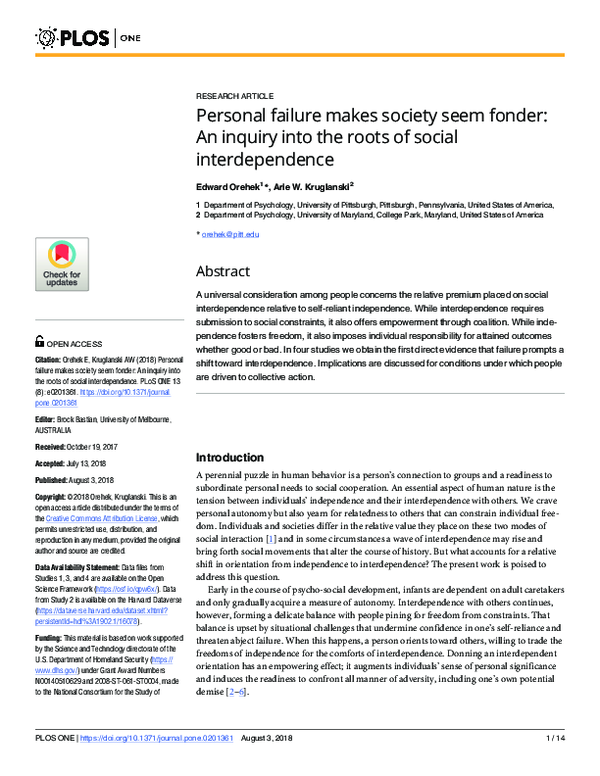 (PDF) Personal failure makes society seem fonder: An inquiry into the ...