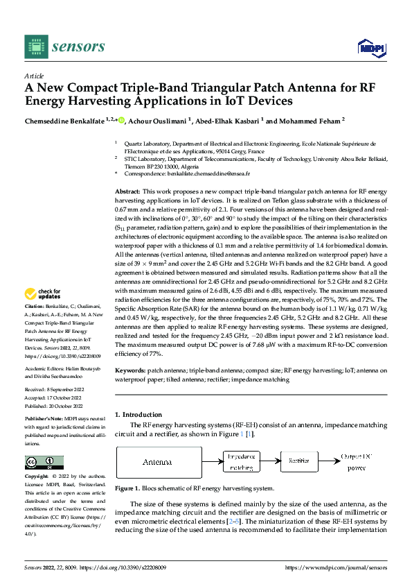 Pdf A New Compact Triple Band Triangular Patch Antenna For Rf Energy