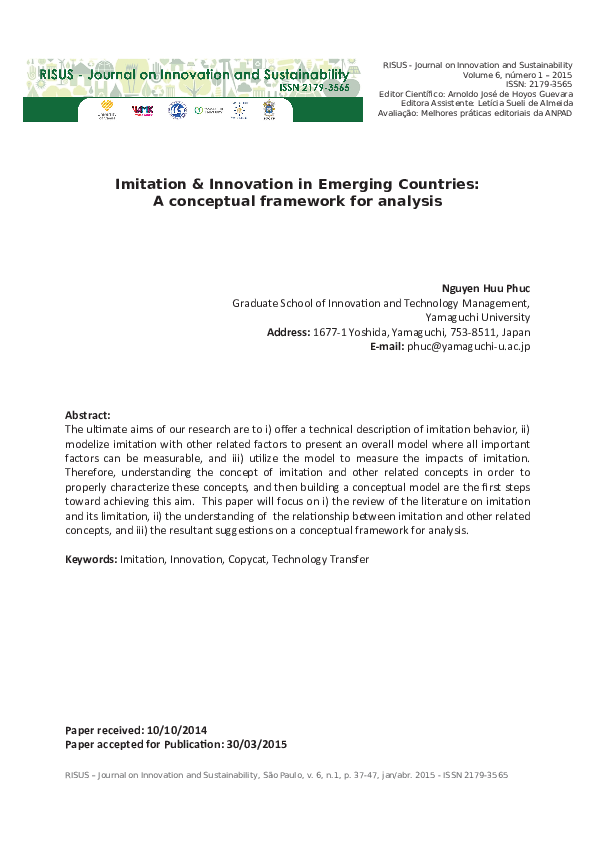 (PDF) Imitation & Innovation in Emerging Countries: A conceptual ...